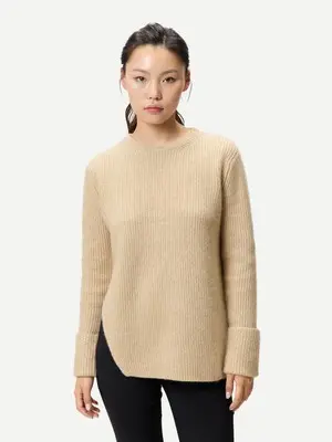 Gobi Cashmere Detachable Collar Cashmere Sweater - Beige