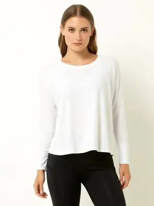 SINGLE STITCH Featherweight Long Sleeve Top - White