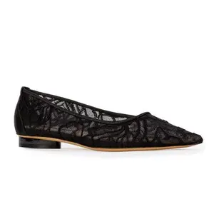 ANNE BARGE Jolie Pointed-toe Flats - Black Lace
