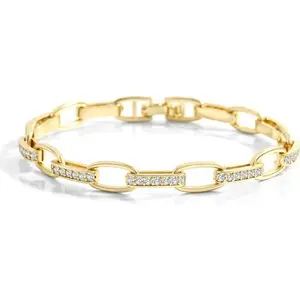 MINT & LILY Interlinked Cubic Zirconia Paperclip Bracelet - 18k Gold Plated
