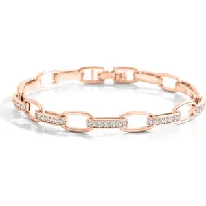 MINT & LILY Interlinked Cubic Zirconia Paperclip Bracelet - 18k Rose Gold Plated