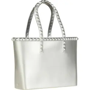 Carmen Sol Seba Mid Tote With Jumbo Studs - Silver