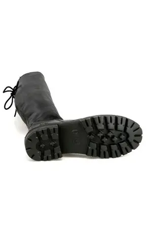 Bed Stu Tall Leather Lace-up Zip Up Boots - Black Rustic