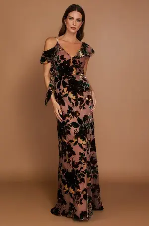 SIX STORIES Floral Devoré Strappy Dress