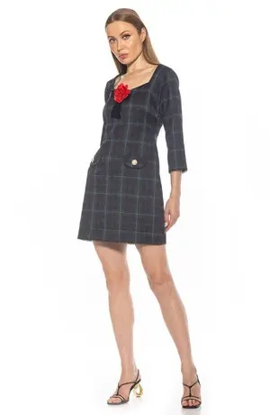ALEXIA ADMOR Plaid Sheath Minidress - Green Plaid