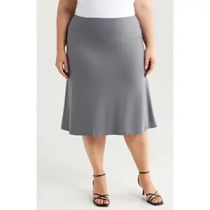 24SEVEN COMFORT APPAREL A-line Skirt - Charcoal