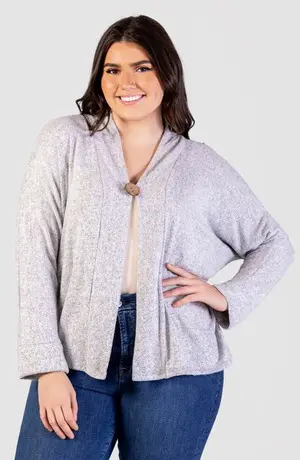 24SEVEN COMFORT APPAREL One-button Cardigan - Grey