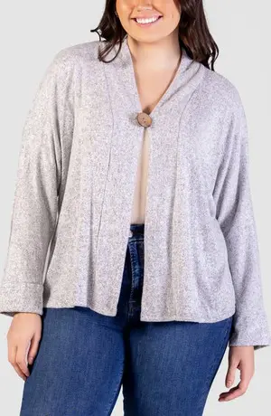 24SEVEN COMFORT APPAREL One-button Cardigan - Grey