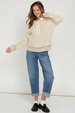 PINKBLUSH Rolled Cuffed Barrel Leg Maternity Jeans
