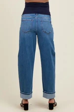 PINKBLUSH Rolled Cuffed Barrel Leg Maternity Jeans