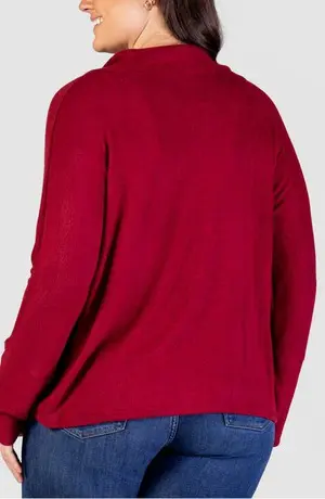 24SEVEN COMFORT APPAREL Curved Hem Bolero Jacket - Red