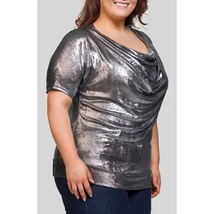 24SEVEN COMFORT APPAREL 24seven Comfort Apparel Cowl Neck Top Silver