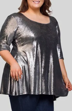24seven Comfort Apparel Metallic Kaftans Tunics