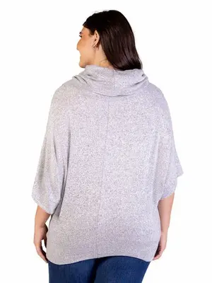 24SEVEN COMFORT APPAREL Cowl Neck Dolman Sleeve Top - Grey