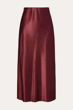 MALINA Aubree Satin Midi Skirt - Wine