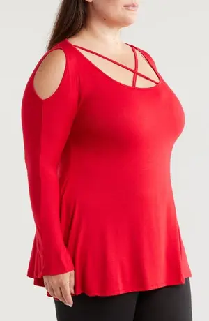 24SEVEN COMFORT APPAREL Crisscross Strap Jersey Top