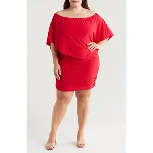 24SEVEN COMFORT APPAREL Convertible Neck Body-con Dress - Red