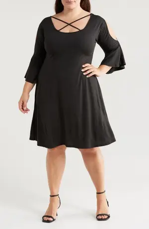 24seven Comfort Apparel Cold Shoulder Day Dresses