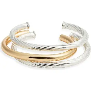 Nordstrom Twist Cuff Bracelets Set Of 3 - Goldilver