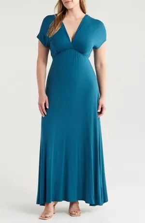 V-neck Empire Waist Maxi Dresses