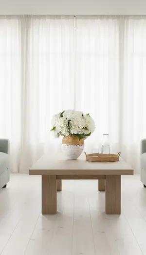 COCOBELLA Viviana Realtouch Hydrangea Stoneweave Arrangement - Snow