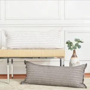 ELISABETH YORK Idora Hand-woven Cotton Decorative Throw Pillow With Fringe Edges