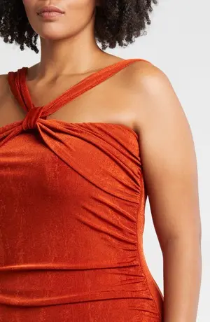 24SEVEN COMFORT APPAREL Cross Neck Stretch Body-con Dress - Rust