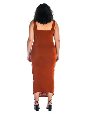 24SEVEN COMFORT APPAREL Cross Neck Stretch Body-con Dress - Rust
