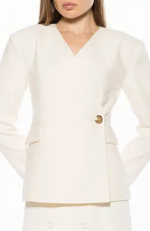 ALEXIA ADMOR Alira Single Button Wrap Blazer - Oat