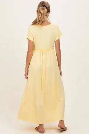 PINKBLUSH Ruffle Trim Empire Waist Maternity Maxi Dress