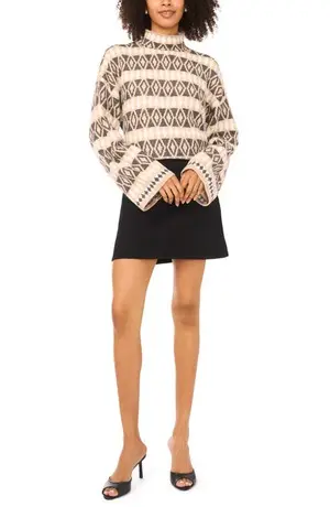 Vince Camuto Diamond Pattern Mock Neck Sweater