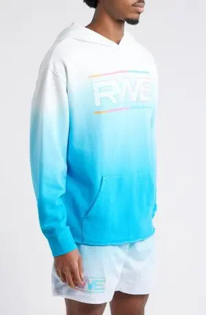 OVERTIME Raw Edge Graphic Dip Dye Hoodie