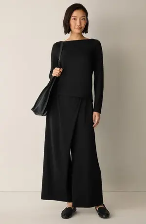 Eileen Fisher Faux-wrap Front Wide-leg Ankle Pants