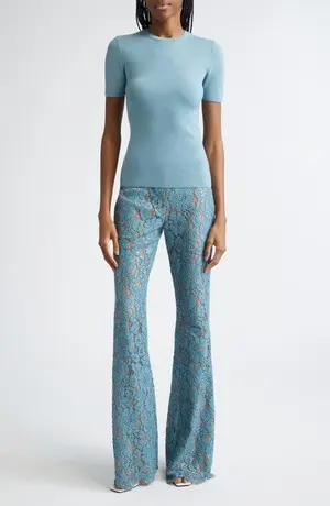 Michael Kors Sequin Embroidered Lace Bootleg Pants