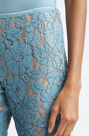 Michael Kors Sequin Embroidered Lace Bootleg Pants