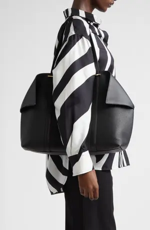 FERRAGAMO Large Folded Suede Tote - Nero