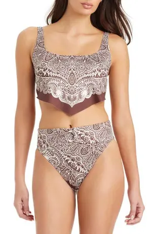 Sanctuary Printed Handkerchief Hem Tankini Top