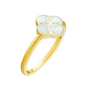 JAN LESLIE Sterling Silver With 18k Gold Overlay And Gemstone Ring - White