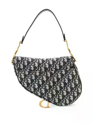 Dior Saddle Handbag With Strap Oblique Canvas - Blue