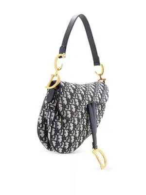 Dior Saddle Handbag With Strap Oblique Canvas - Blue