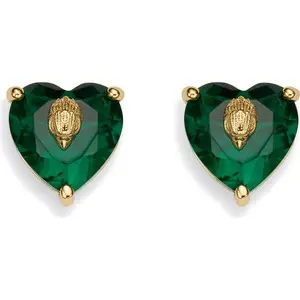 Kurt Geiger Crystal Heart Stud Earrings - Gold/green