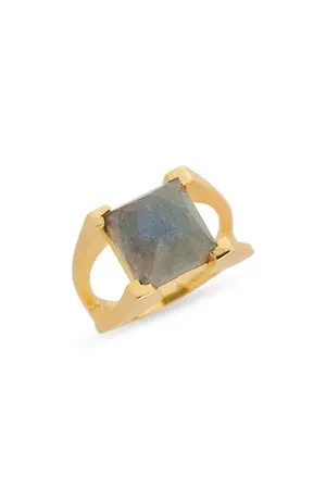 DEAN DAVIDSON Mini Plaza Labradorite Signet Ring - Labradorite/gold