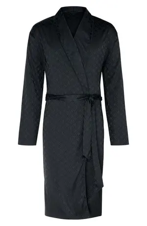 SAVAGE X FENTY Savage X Satin Jacquard Robe - Black Caviar X Hatch Jacquard