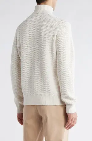 BOSS Hatilo Chevron Stitch Turtleneck Virgin Wool Sweater