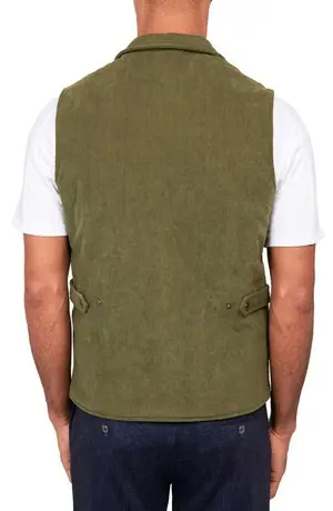 W.R.K Slim Fit Camp Collar Corduroy Vest - Olive
