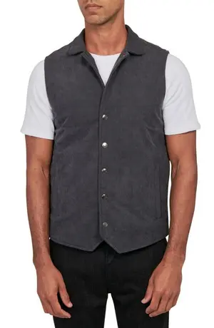 W.R.K Slim-fit Camp Collar Corduroy Snap-up Vest - Grey