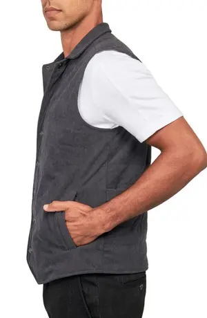 W.R.K Slim-fit Camp Collar Corduroy Snap-up Vest - Grey