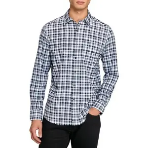 W.R.K Slim Fit Plaid Reworked Cotton Button-up Shirt - White/black