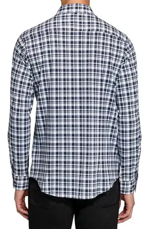 W.R.K Slim Fit Plaid Reworked Cotton Button-up Shirt - White/black