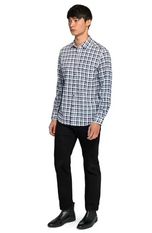 W.R.K Slim Fit Plaid Reworked Cotton Button-up Shirt - White/black